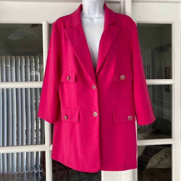 NYCC | Jackets & Coats | Nycc Magenta Pink Blazer Gold Buttons Pockets ...